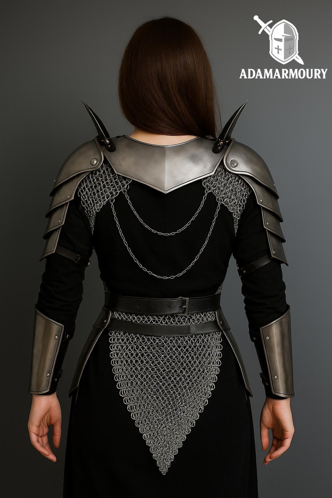 Medieval Steel Lady Knight Armor – Chainmail, Gorget & Pauldrons ...