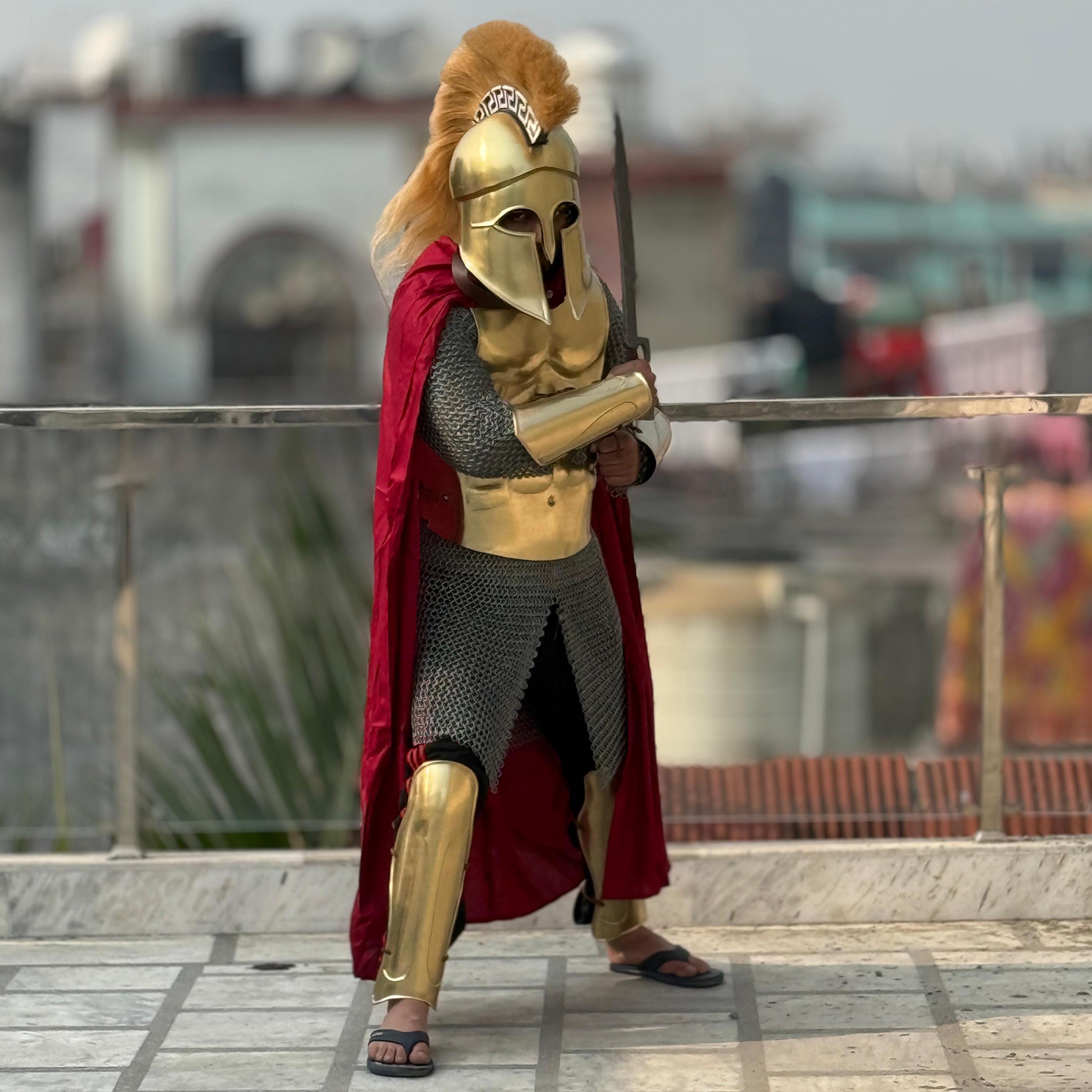 Medieval Knight Steel Greek Full Costume - Greek Corinthian Helmet ...