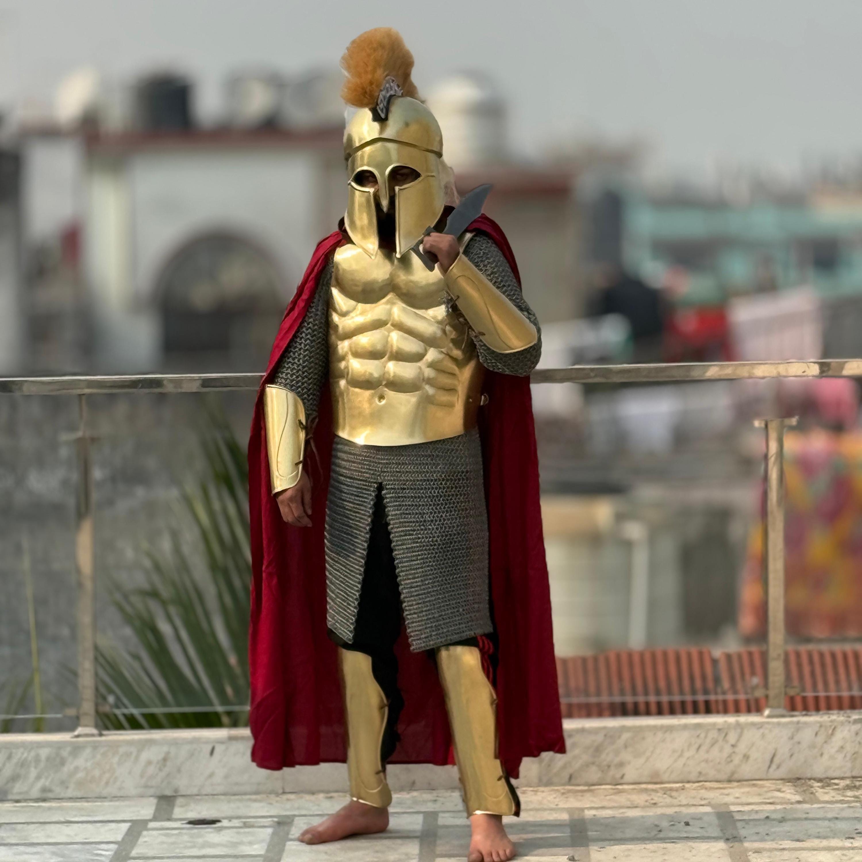 Medieval Knight Steel Greek Full Costume - Greek Corinthian Helmet ...