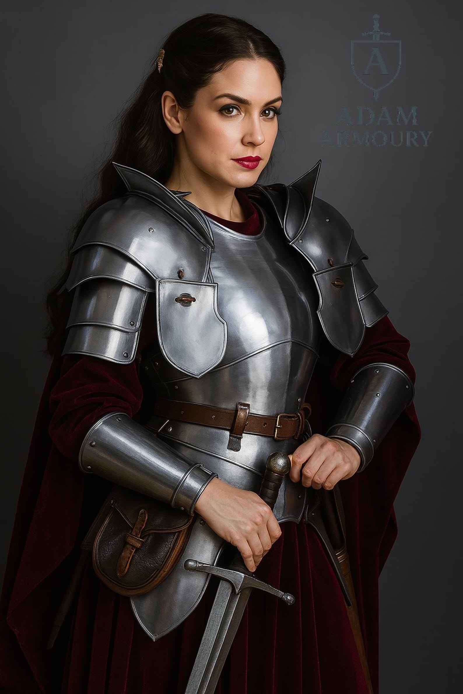 Lady Armor -medieval Knight Steel Fantasy Brave Lady Warrior Half Body ...