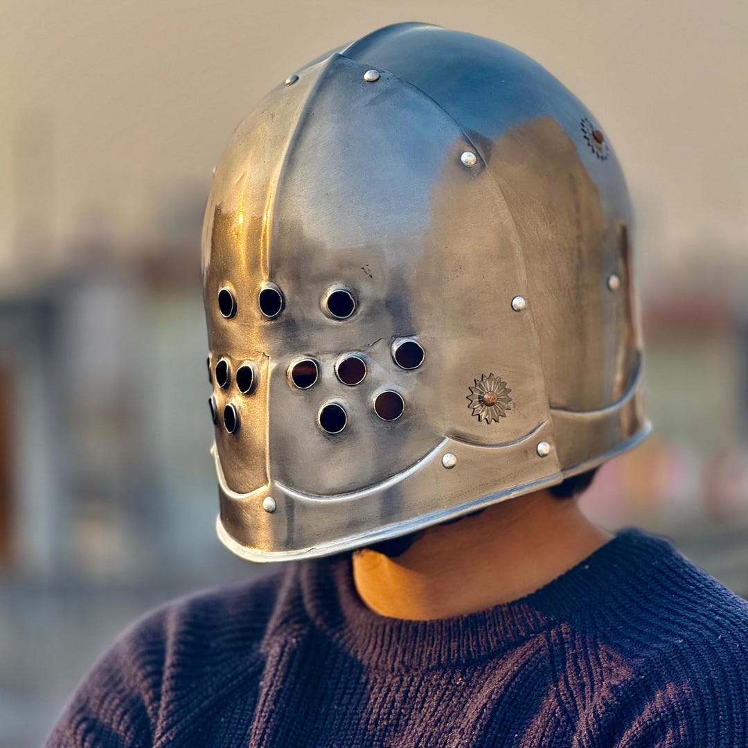 Medieval Marauder Helmet - Marauder Helmet - Black/grey - Dark Knight Armor LARP Helmet ...