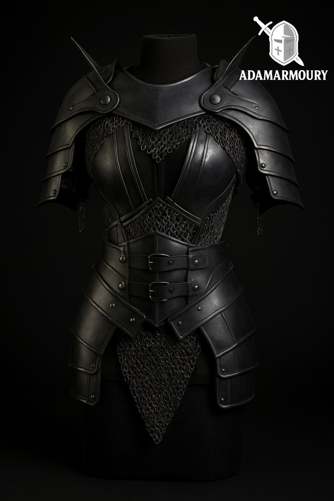 Medieval Black Female Armor Set | Gothic Cuirass W Pauldrons, Gorget ...