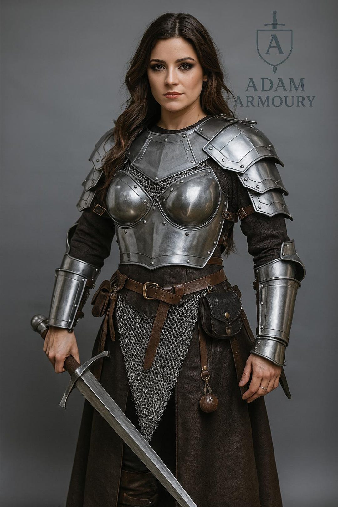 Lady Warrior Corset Armor Fantasy Pauldrons, Gorget & Chainmail ...