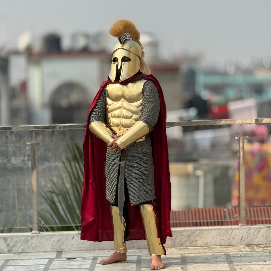 Medieval Knight Steel Greek Full Costume - Greek Corinthian Helmet ...