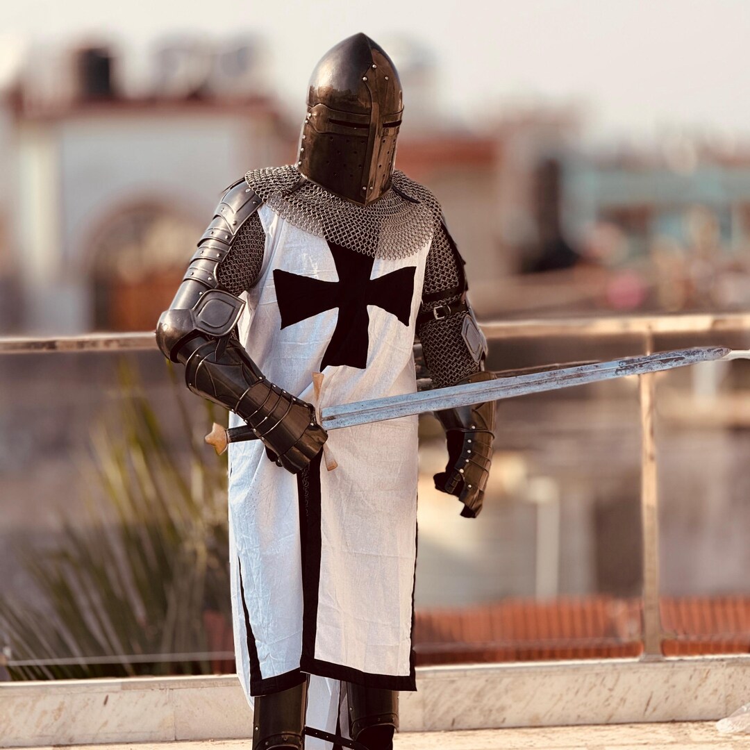 Fantasy Black Medieval Crusader Templar Armor | Knight Warrior Crusader ...