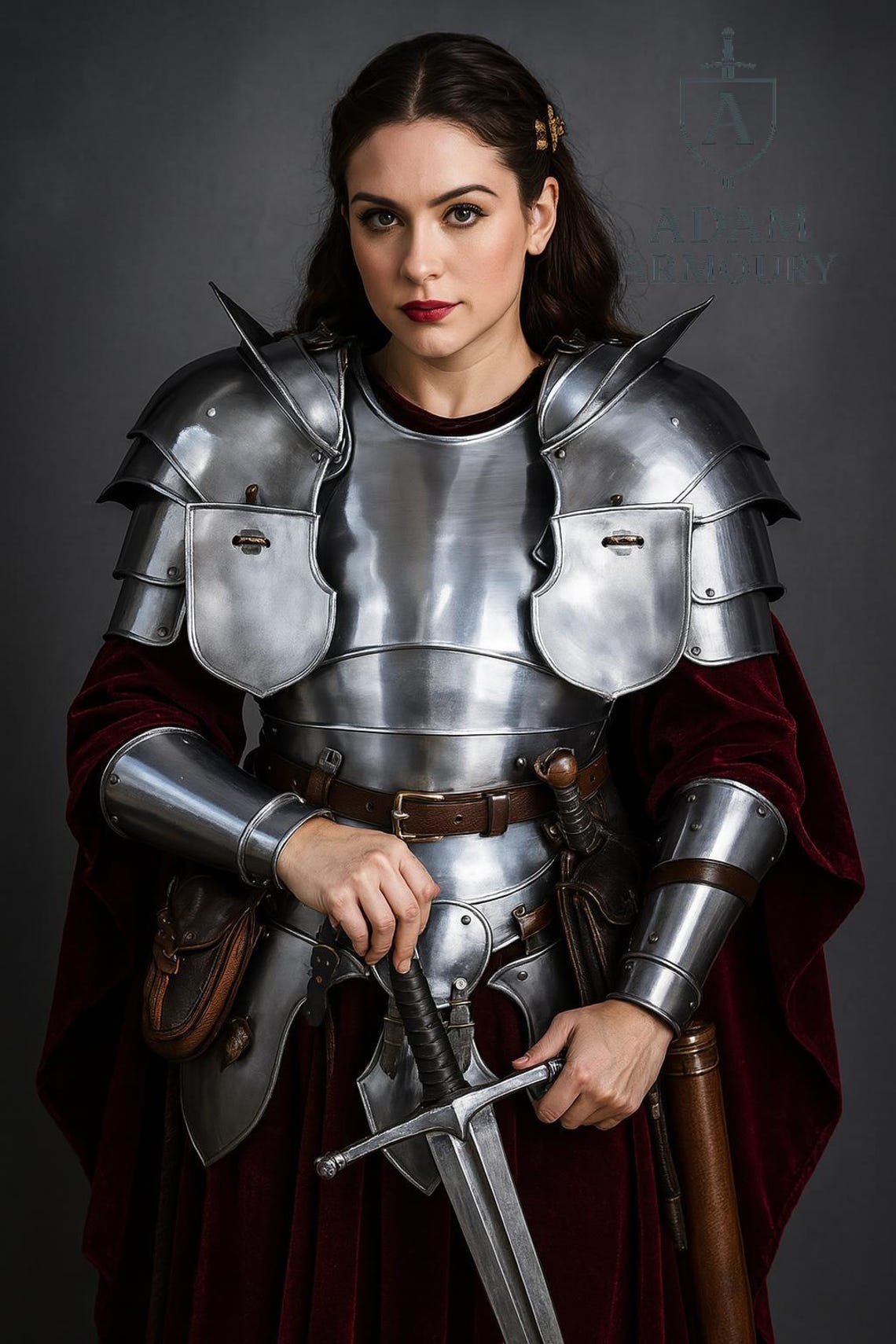 Lady Armor -medieval Knight Steel Fantasy Brave Lady Warrior Half Body ...