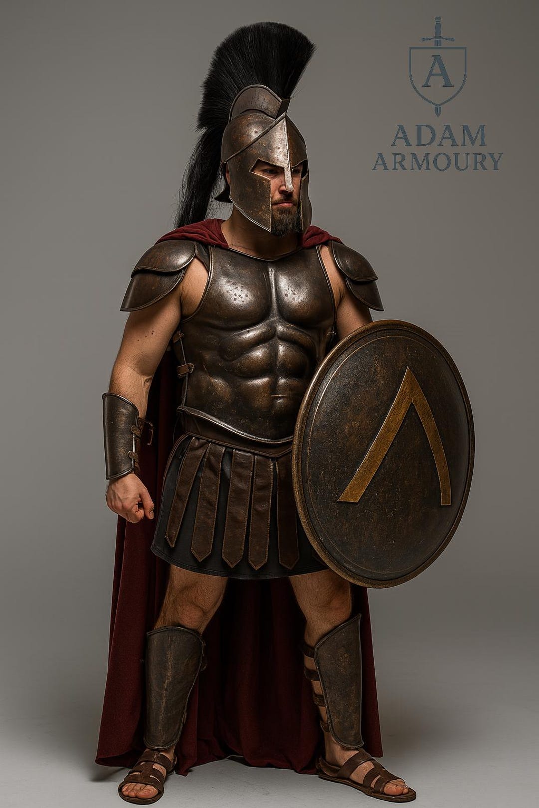Spartan Warrior 300 Costume | Ancient Greek Armor Set With Shield, Cape ...