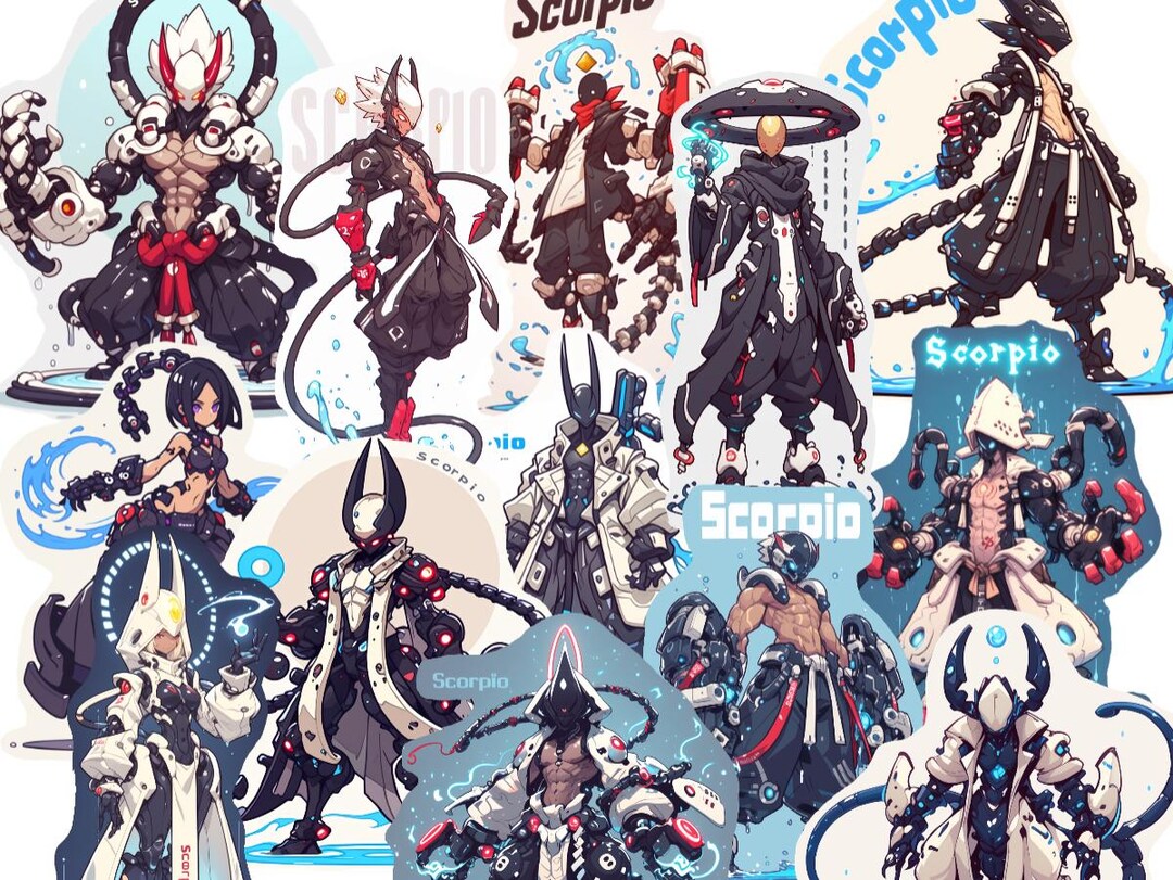 Scorpio Demi God Sticker Sheets - Anime Cyber Mecha Style, Water ...