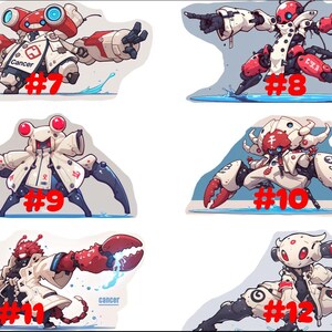 Cancer Chibi Stickers - Anime Cyber Mecha Style Water Element Ruby ...