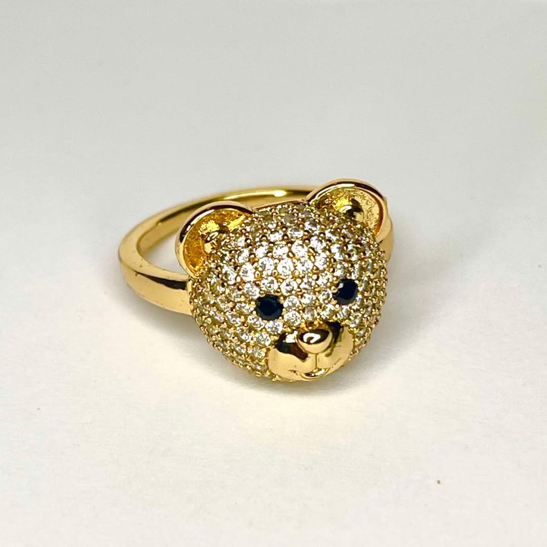 18K Gold Laminated Ring of Teddy Bear, for Women, Size 8, for Gift. - Etsy