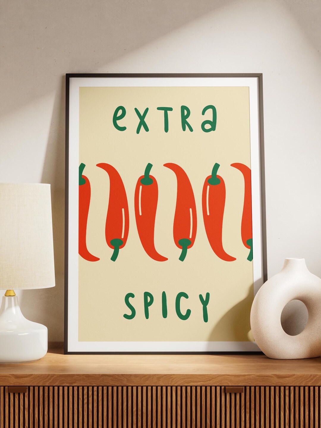 EXTRA SPICY Poster, Modern Chili Pepper Print, Minimalist Food Art, Fun ...