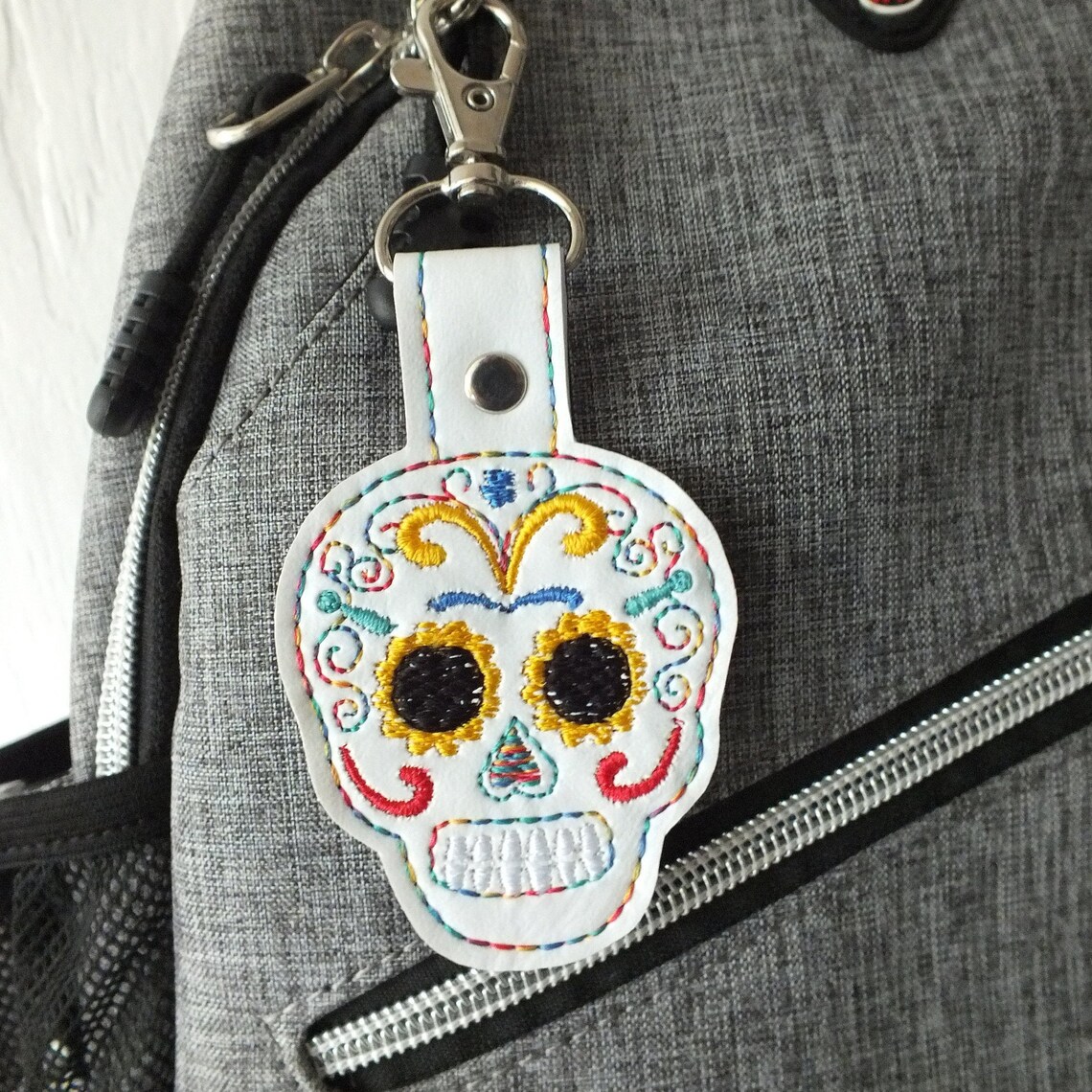 Sugar Skull Keychain Sugar Skull Key Fob | Etsy