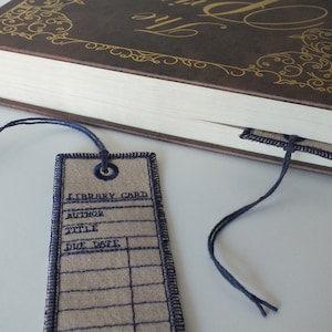Library Card Bookmark - Embroidered Bookmark - Etsy