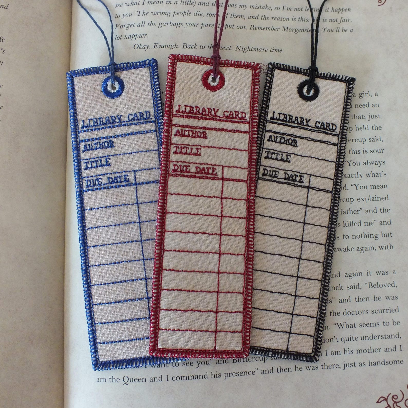 Library Card Bookmark - Embroidered Bookmark - Etsy