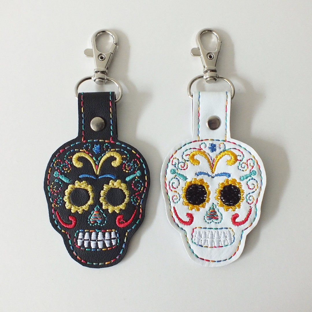 Sugar Skull Keychain Sugar Skull Key Fob - Etsy