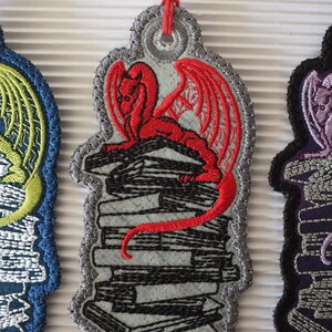 Dragon Bookmark - Dragon Hoarding Books Embroidered Bookmark - Etsy