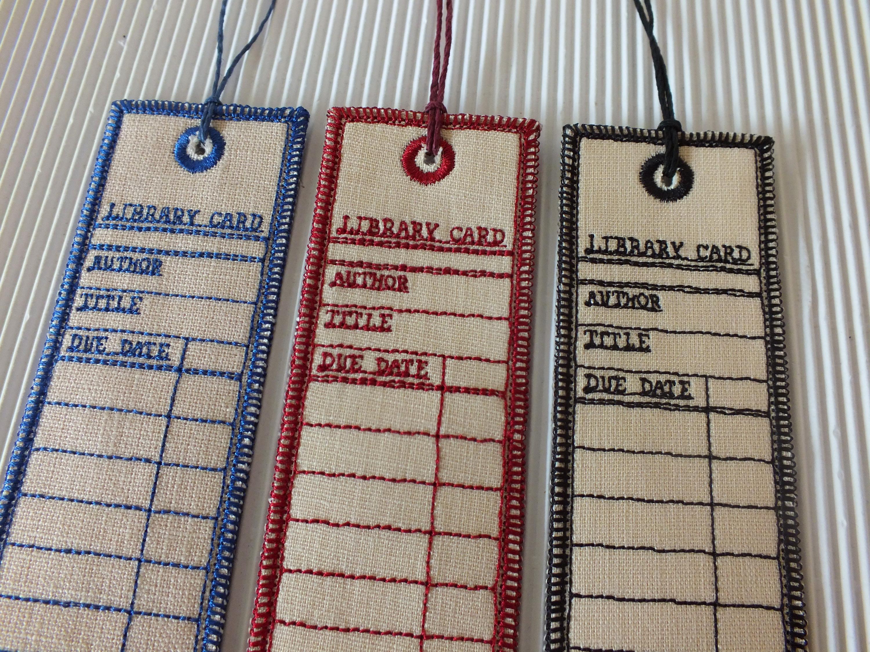 Library Card Bookmark - Embroidered Bookmark - Etsy