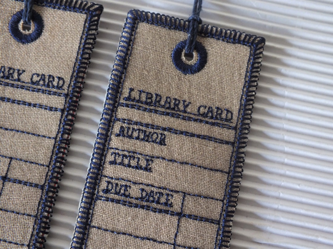 Library Card Bookmark - Embroidered Bookmark - Etsy