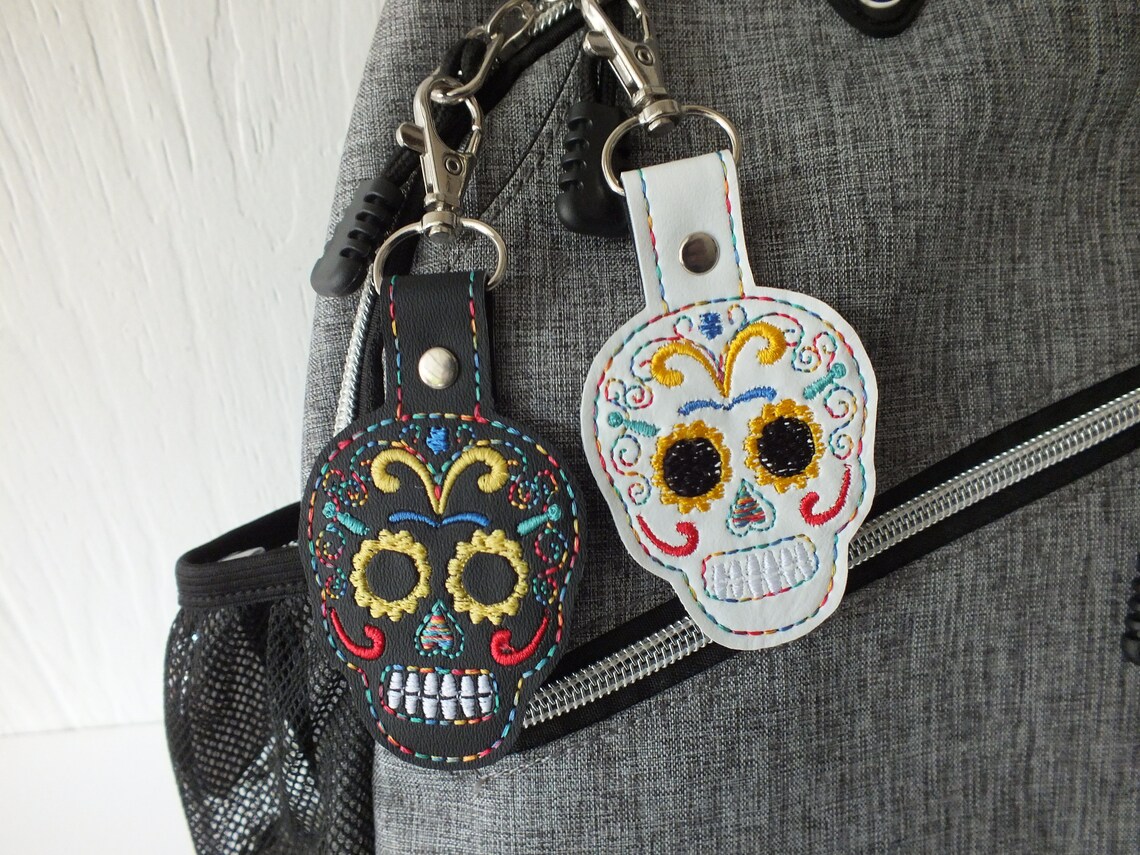 Sugar Skull Keychain Sugar Skull Key Fob | Etsy