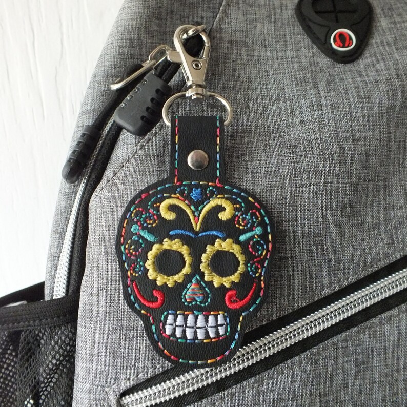 Sugar Skull Keychain Sugar Skull Key Fob | Etsy