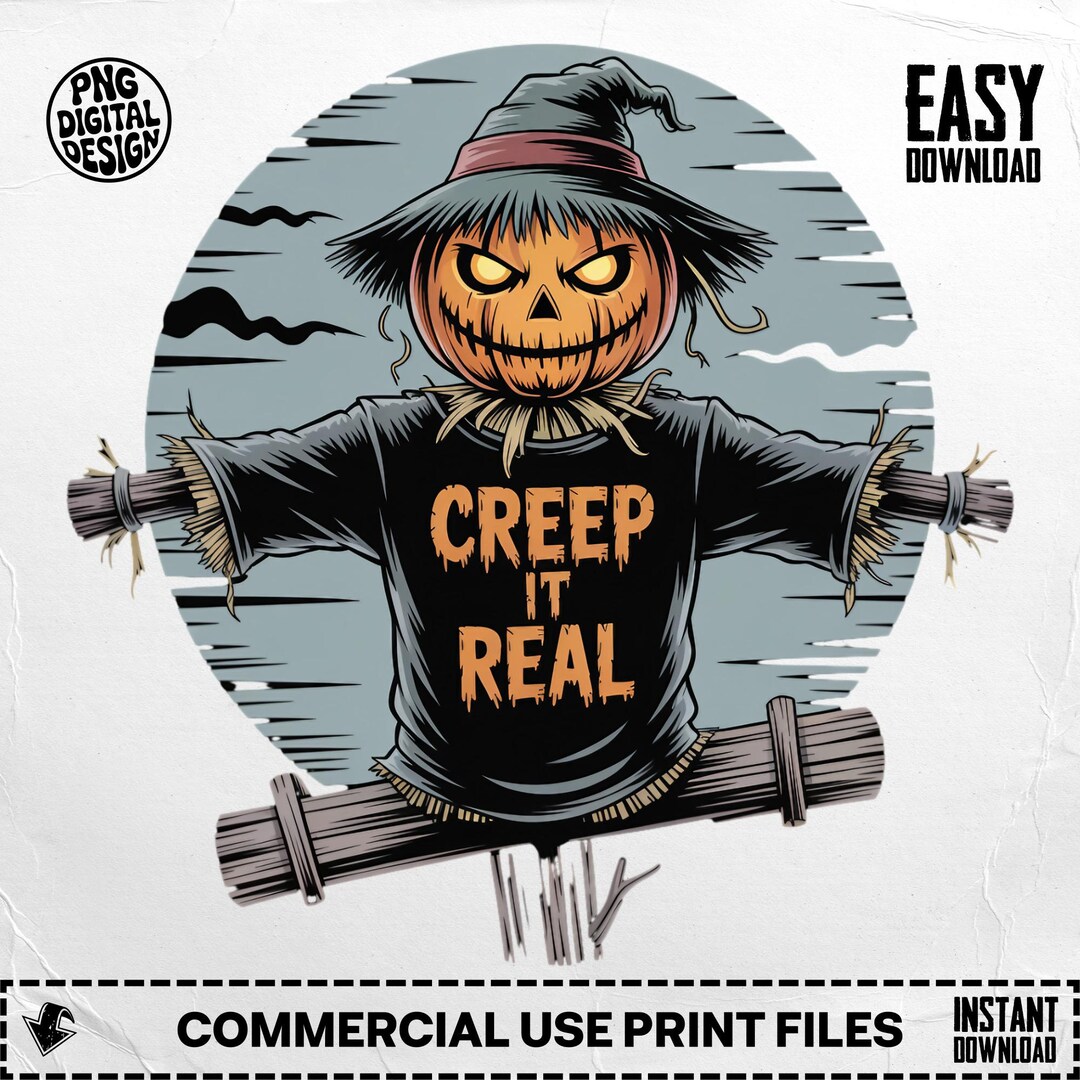 Scarecrow PNG, Creep It Real, Digital Download, Halloween Graphic ...