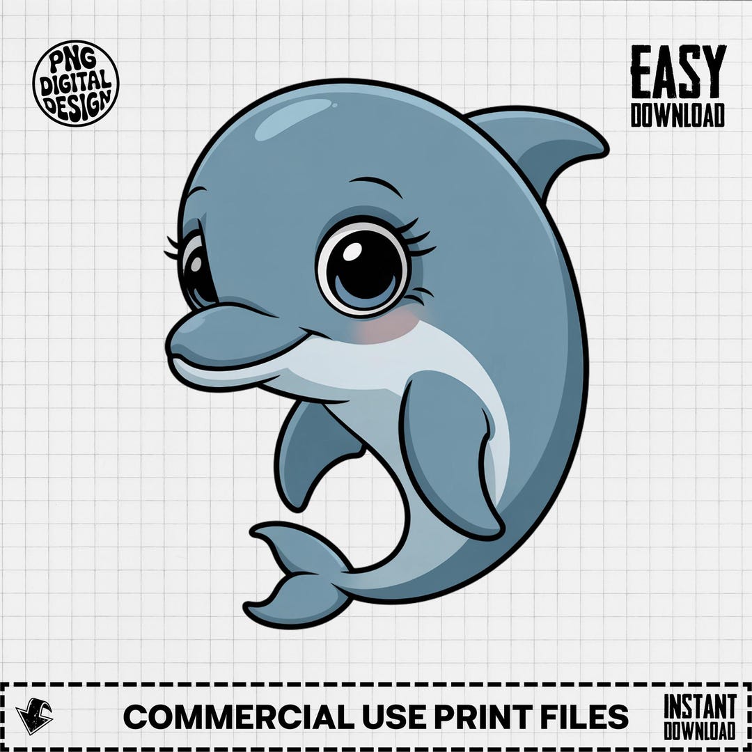 Baby Dolphin Clipart, Cute Animal Clipart, Baby Nursery Clipart, Ocean ...