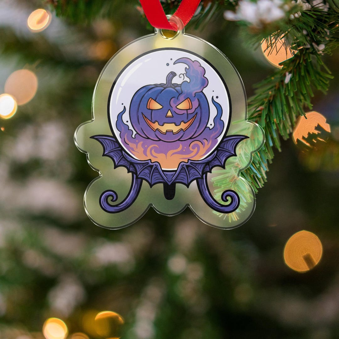 Spooky Pumpkin Halloween Acrylic Ornament, Crystal Ball Halloween ...
