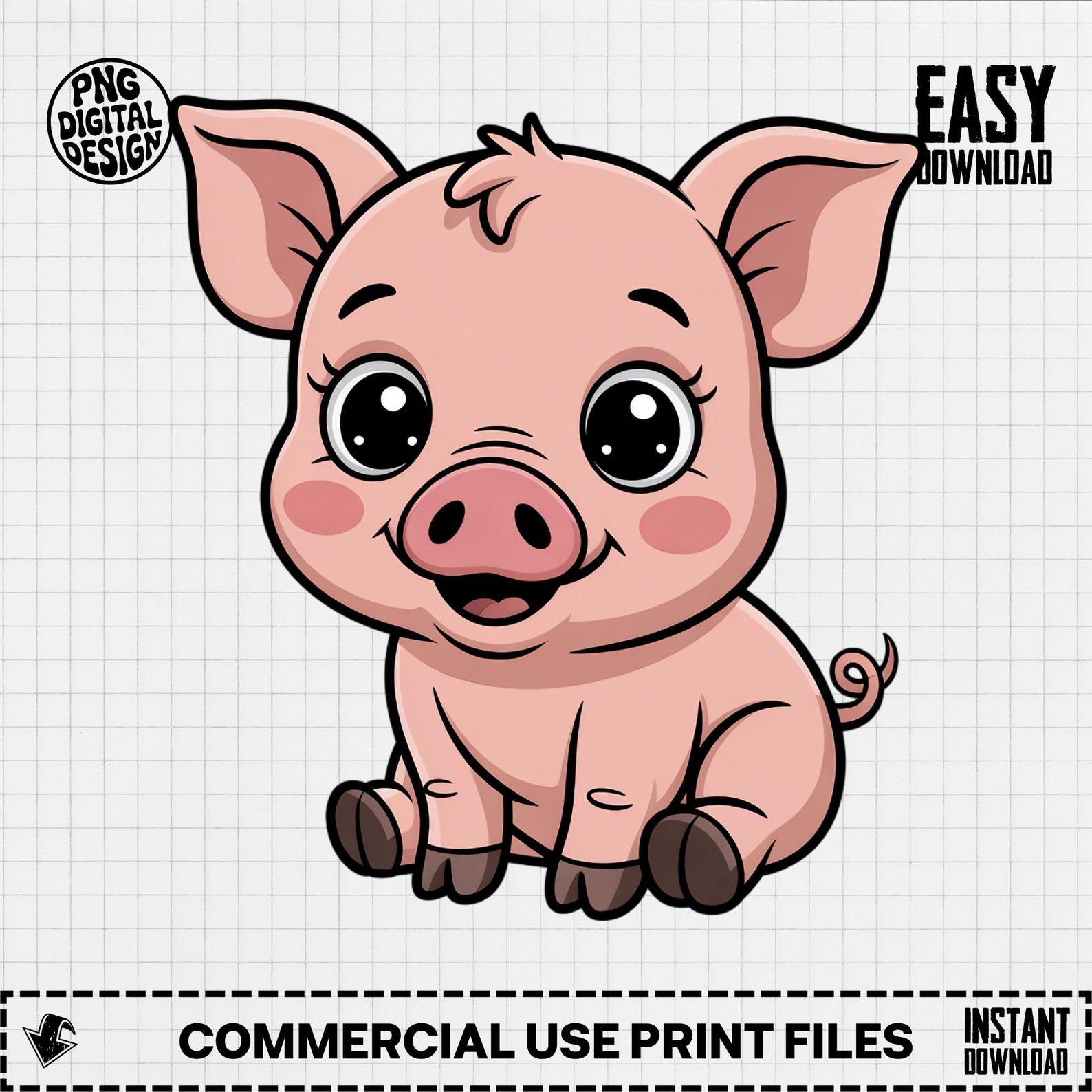 Cute Pig Clipart, Baby Pig Animal Clipart, Nursery Clipart, Farm Animal ...