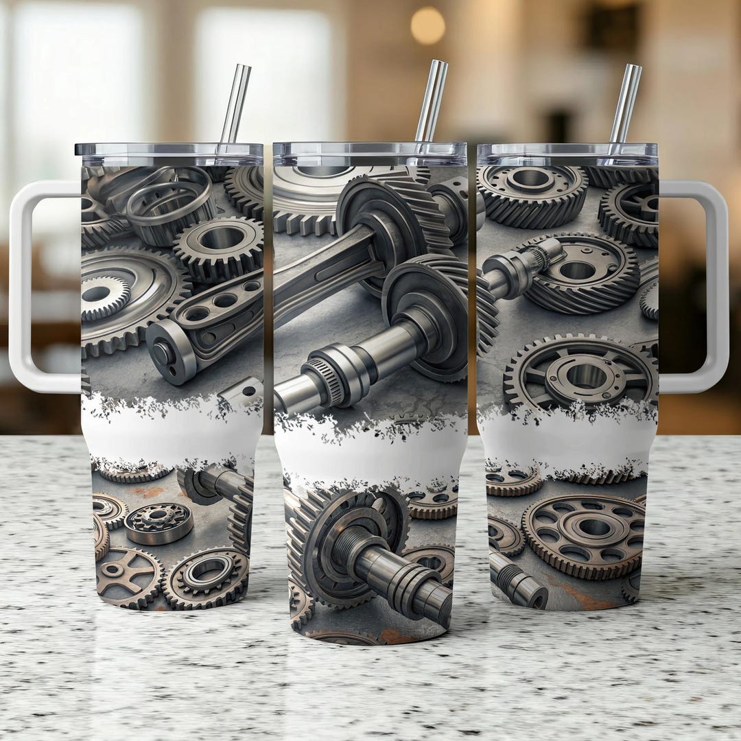 Gears Tumbler Wrap, 40-oz Seamless Tumbler, Industrial Sublimation ...