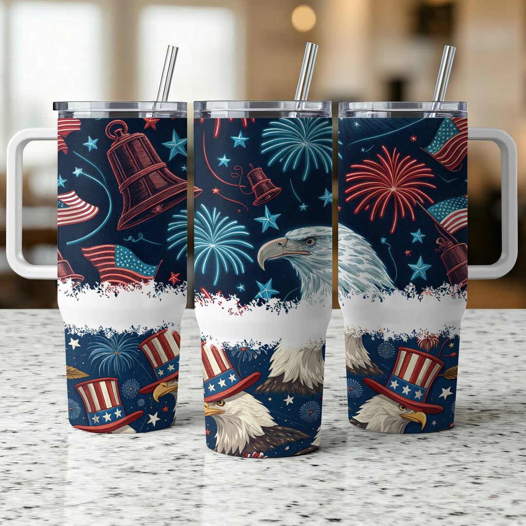 Patriotic Eagle 40oz Seamless Wrap Design, American Flag Tumbler ...