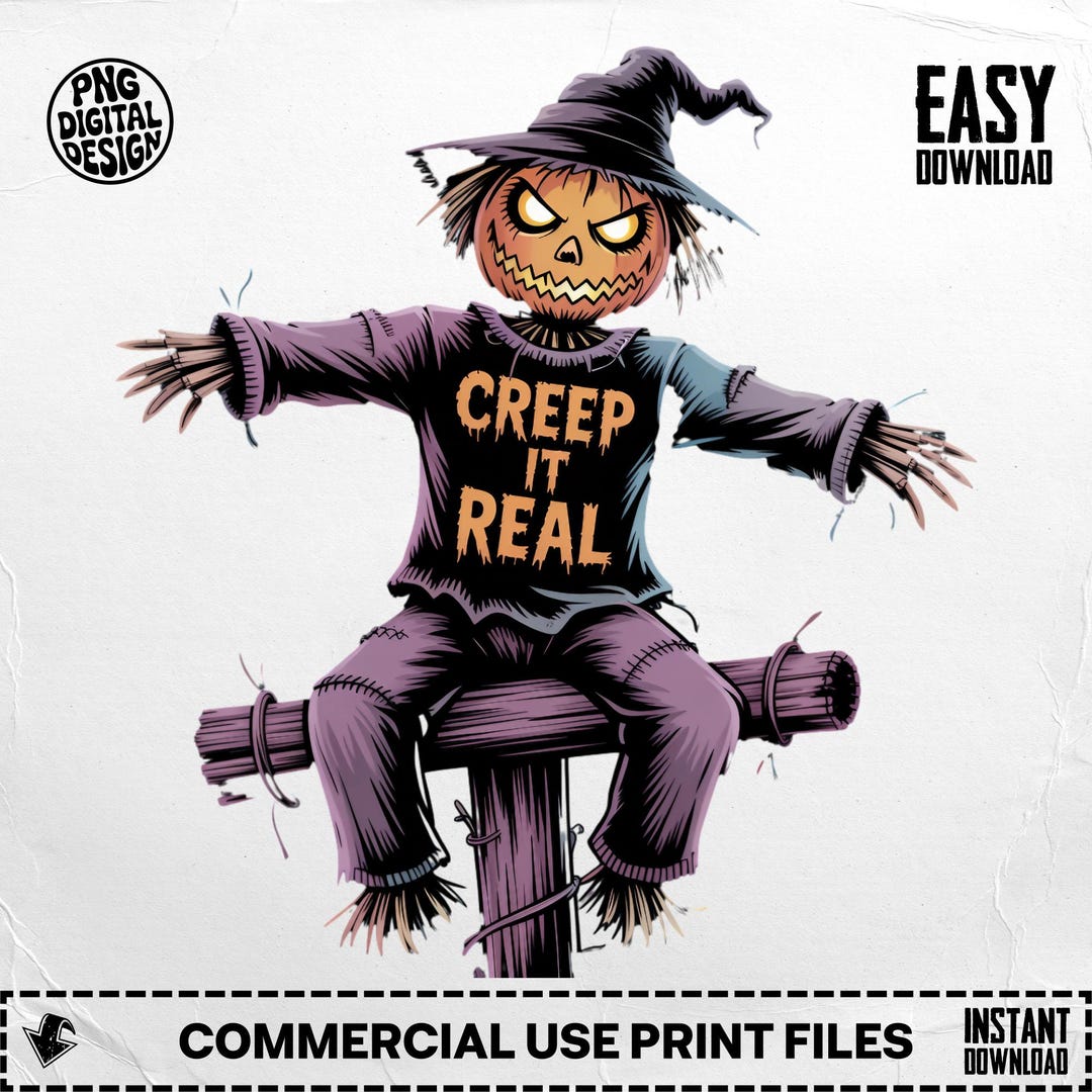 Spooky Scarecrow PNG, Creep It Real Digital Download, Halloween ...