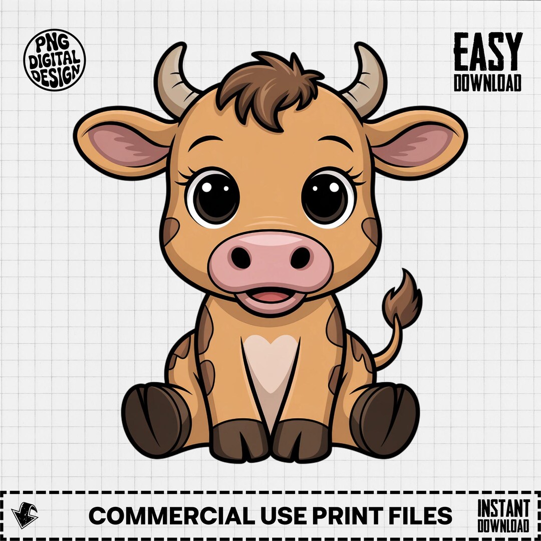 Baby Cow Clipart, Cute Baby Animal Clipart, Baby Nursery Clipart, Farm ...