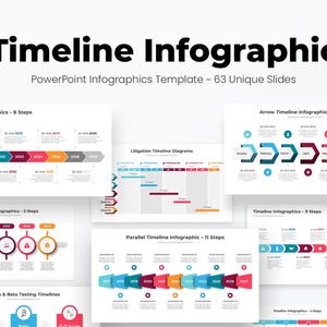 63 Pages Powerpoint Template | Timeline Infographics - Etsy