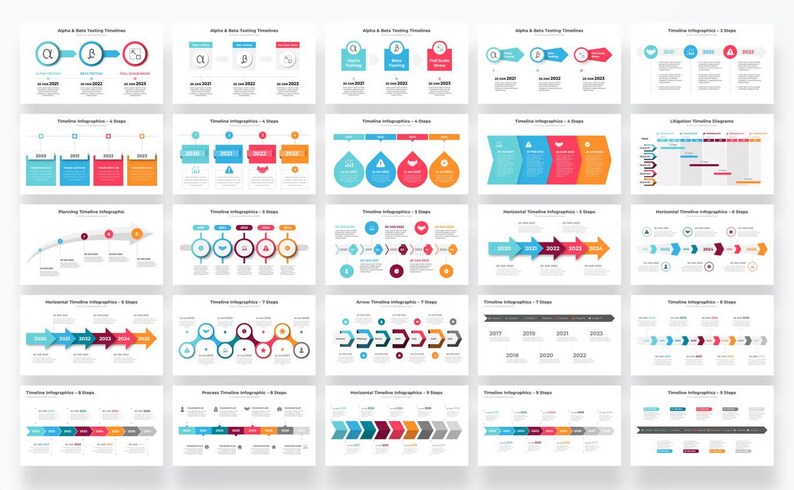 63 Pages Powerpoint Template | Timeline Infographics - Etsy