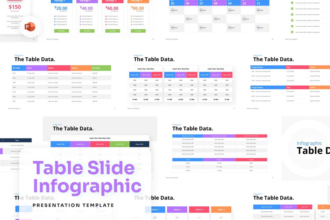 30 Pages Powerpoint Template | Table Slide Infographic - Etsy