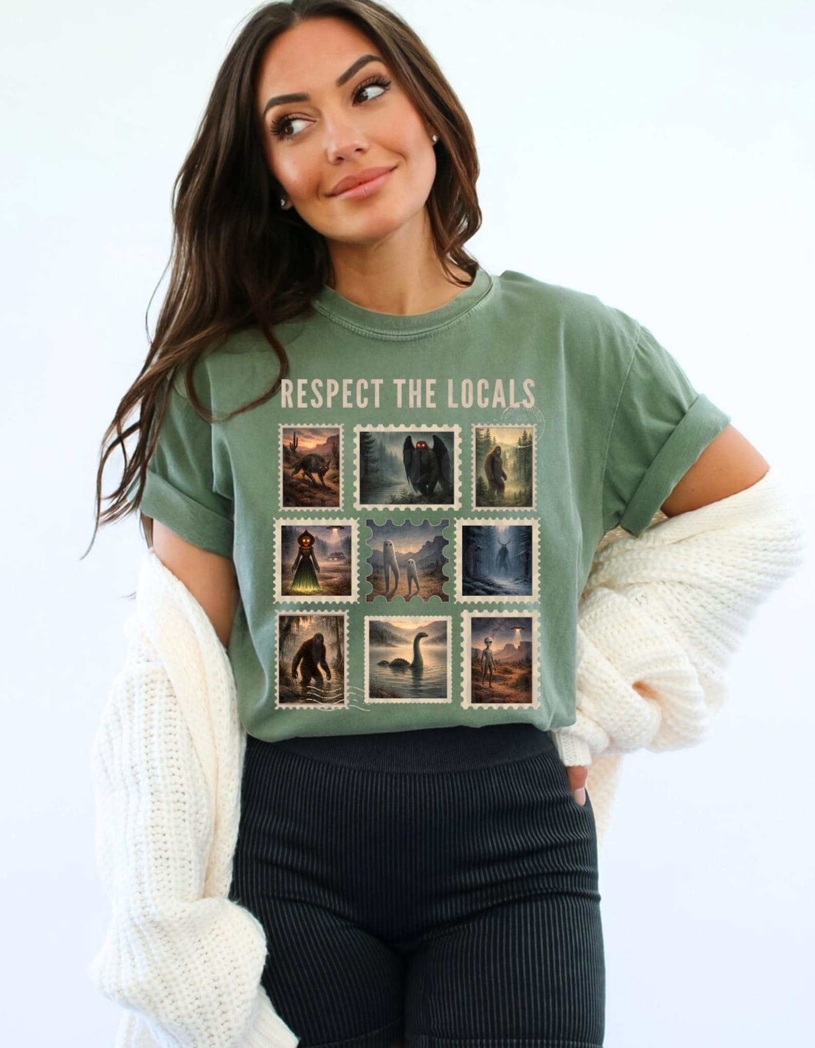 Respect the Locals PNG | Cryptid Digital Art, Vintage Horror Stamp ...