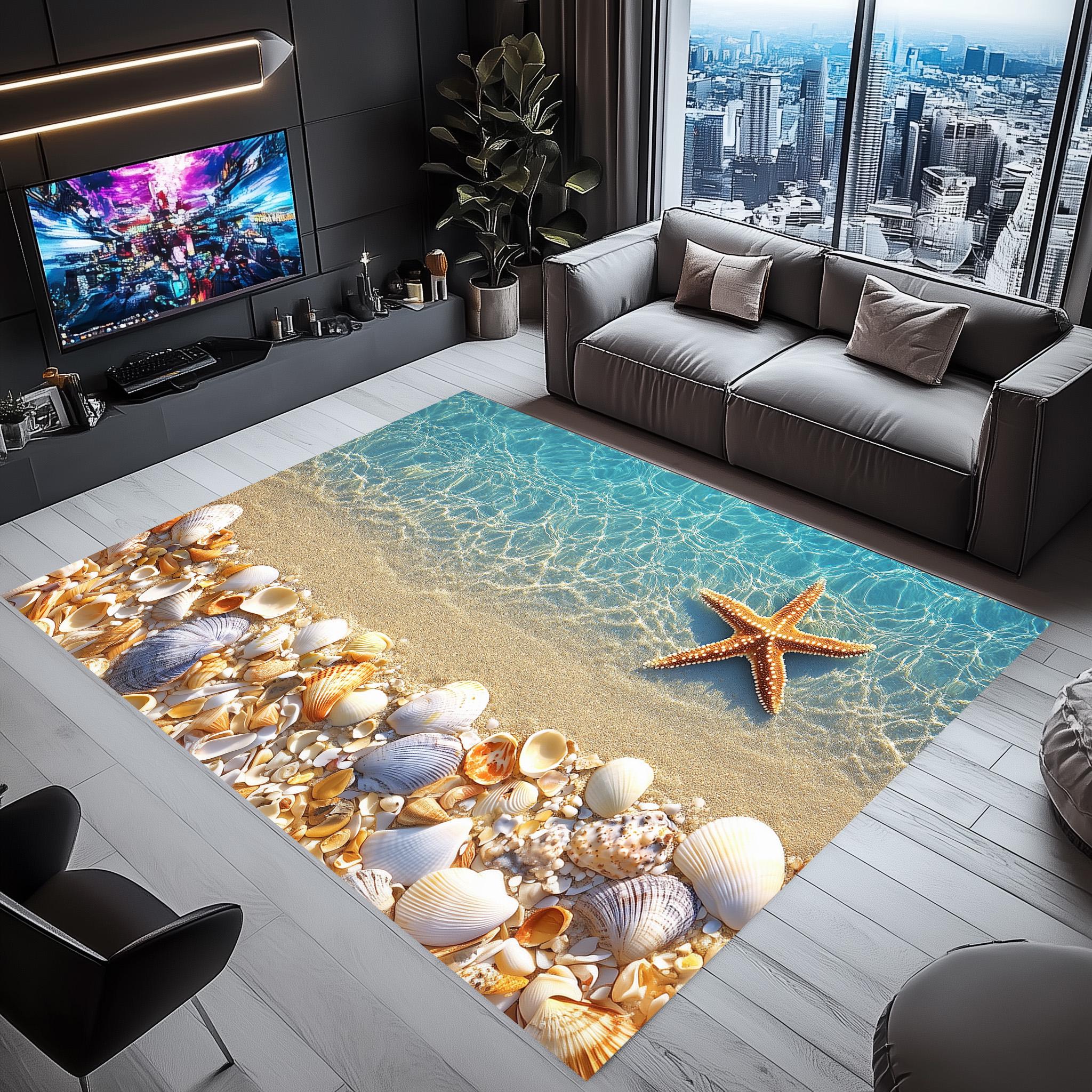 Sea Rug, Sand Rug, Sea Shells Rug, Shells Rug, Sea Decor Rug, Beach Rug ...