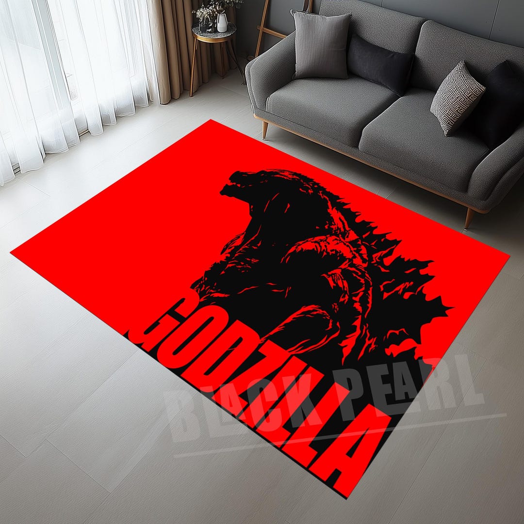 Red Black Godzilla, Godzilla Rug, Comic Decor Rug, Godzilla Legends Rug ...