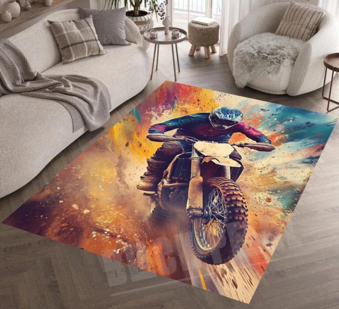 Motorcycle Racing Rug: Sport Bike Design, Youth Room Decor - Etsy