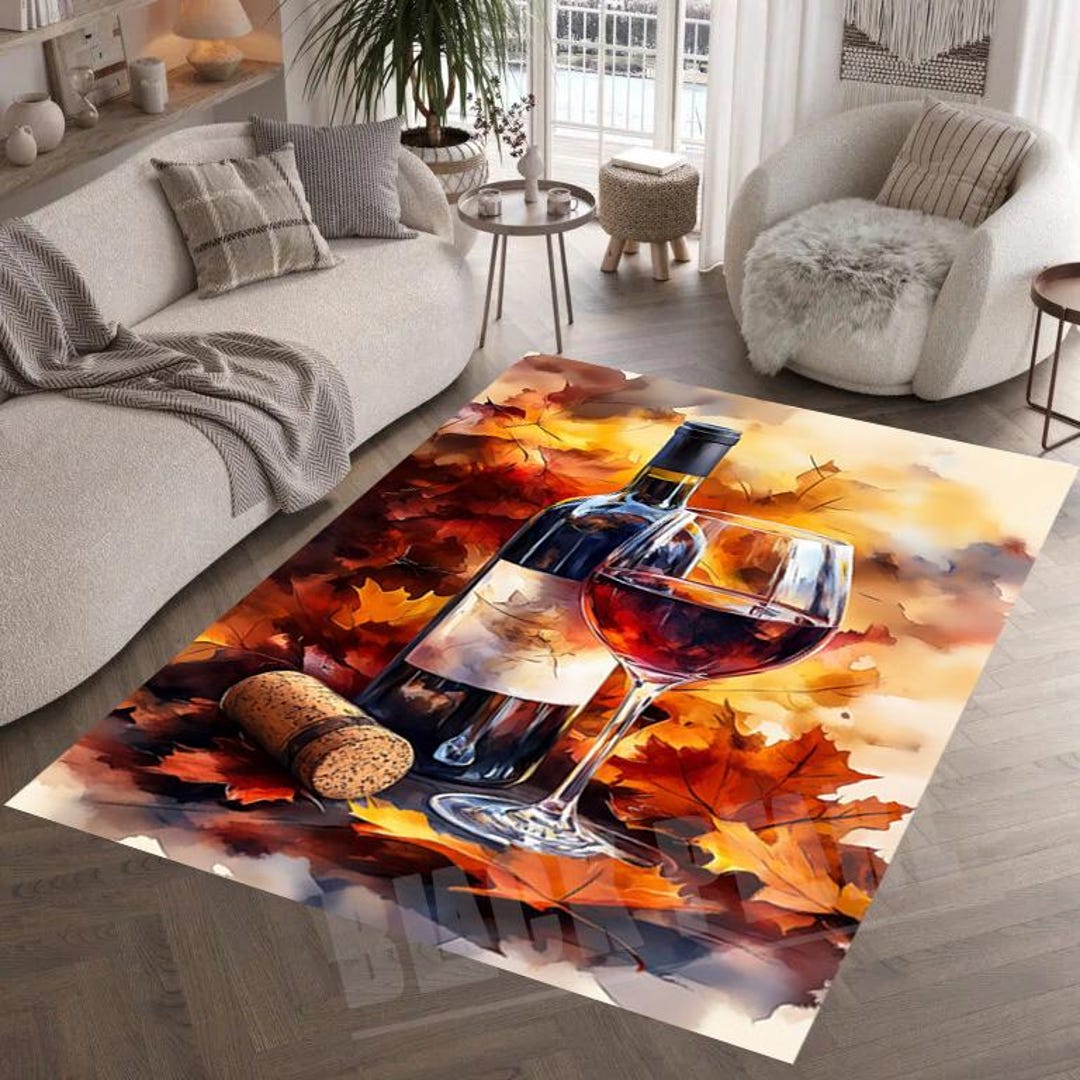 Wine Rug, Wine Bottle Rug, Wine Decor Rug, Wine Modern Rug, Grape ...