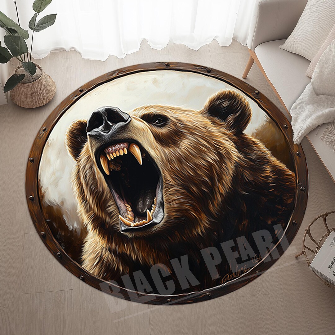 Grizzly Bear Round Rug: Wildlife Forest Decor - Etsy