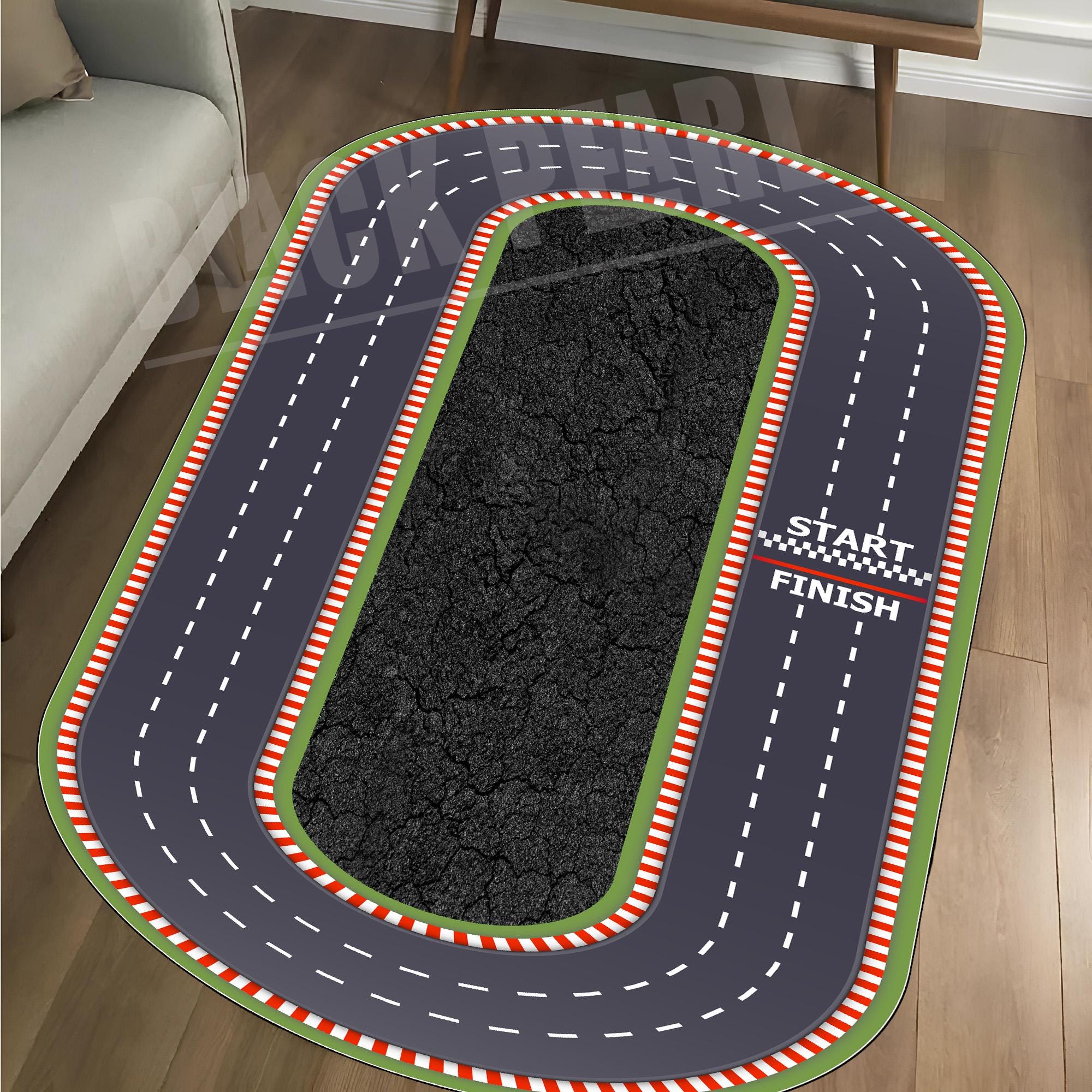 Race Track Kids Rug: Oval Car Playmat, Boys Room Decor - Etsy