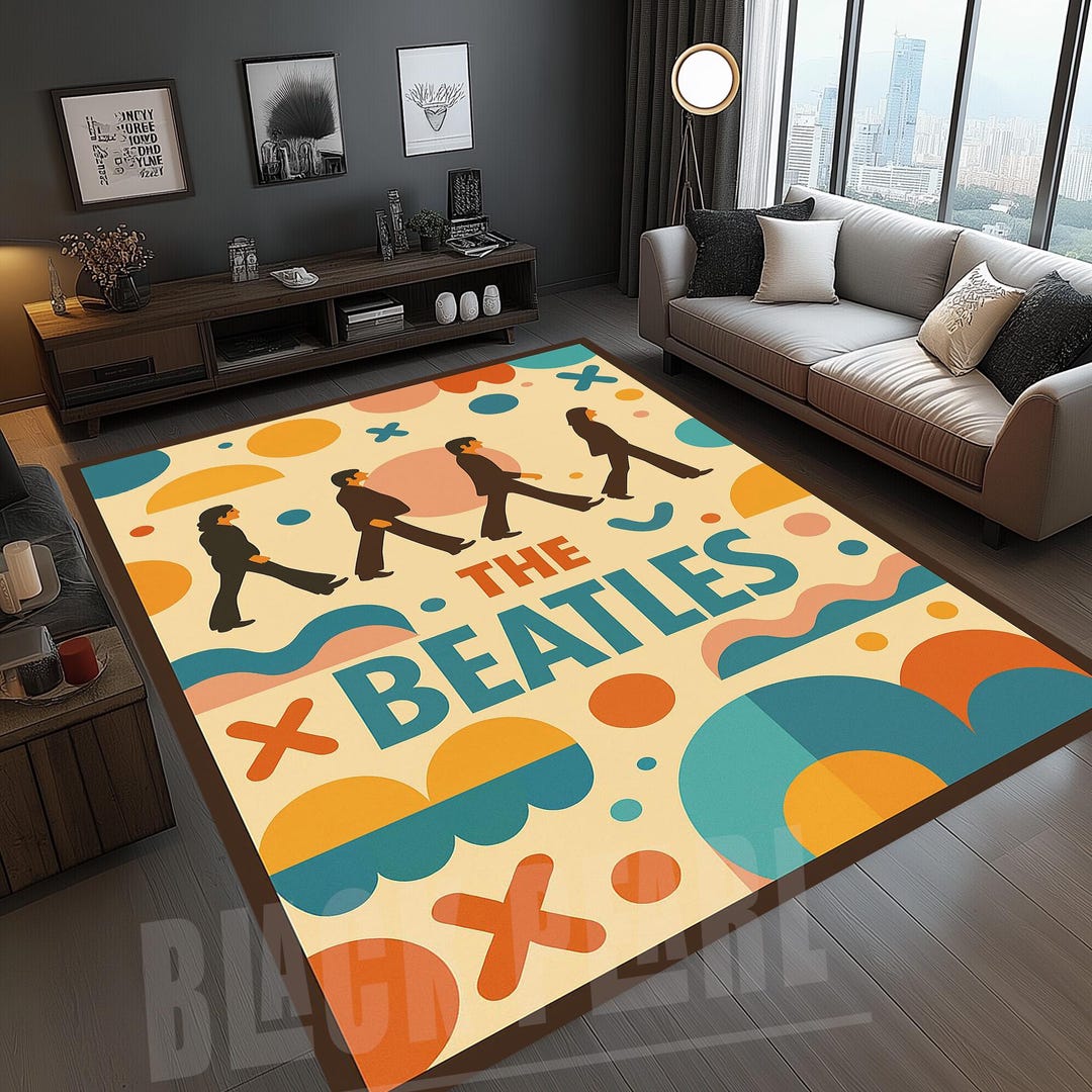 The Beatles Rug: Mid-century Modern British Rock Band Fan Carpet - Etsy