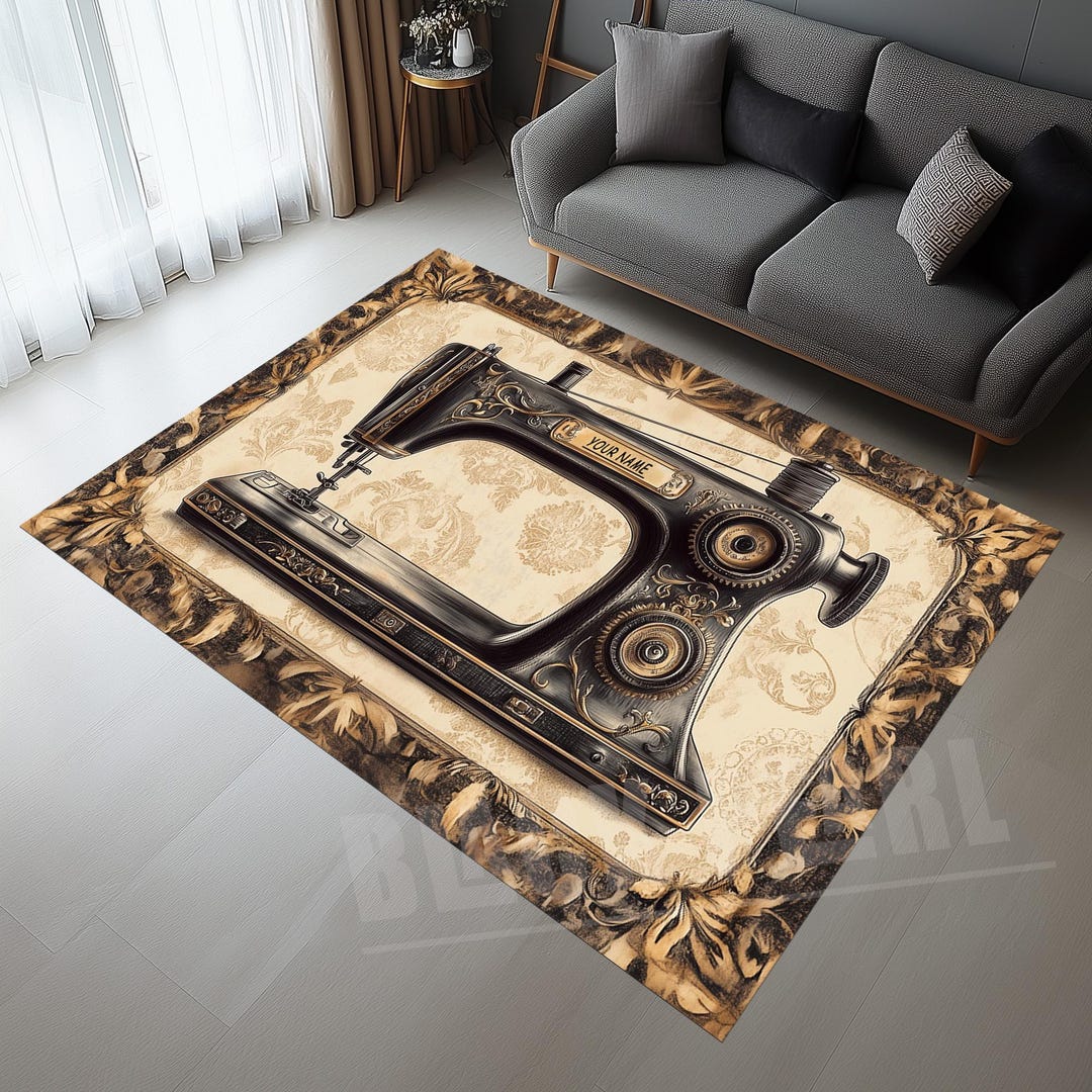 Sewing Machine Rug, Sewing Machine Decor Rug, Sewing Machine Design Rug ...