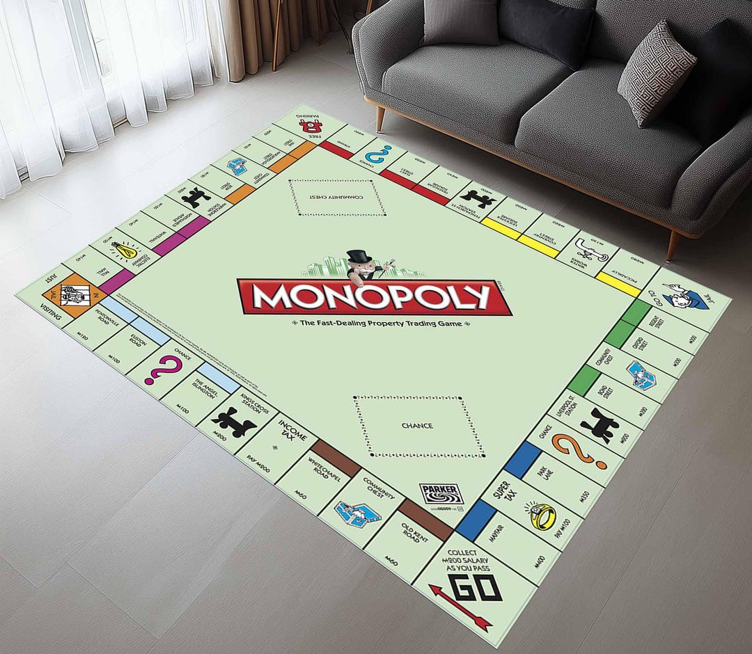 Monopoly Rug, Monopoly Play Rug, Family Entertainment Rug, Game Rug ...