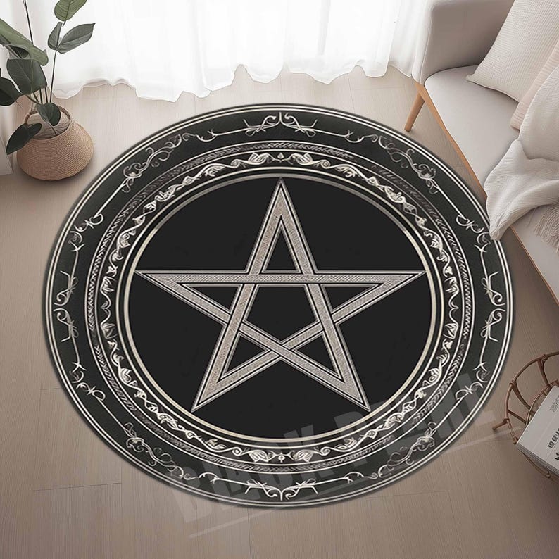 Gothic Pentagram Round Rug: Protection Symbol, Devil's Trap Design - Etsy