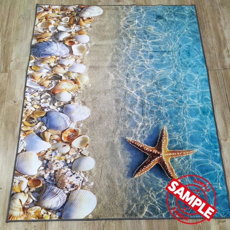 Sea Rug, Sand Rug, Sea Shells Rug, Shells Rug, Sea Decor Rug, Beach Rug ...