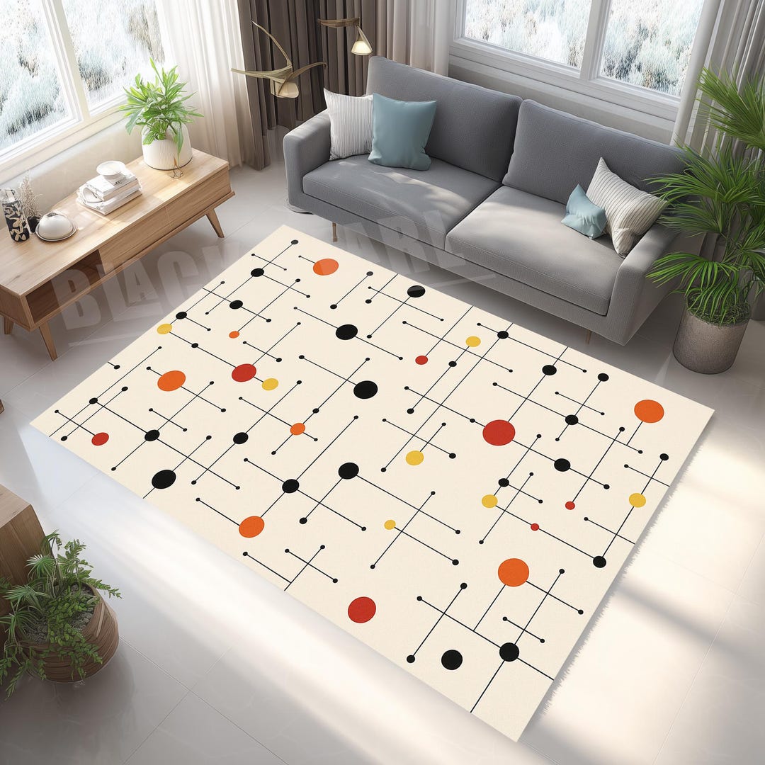 Mid-century Modern Rug, Atomic Dot Pattern - Etsy