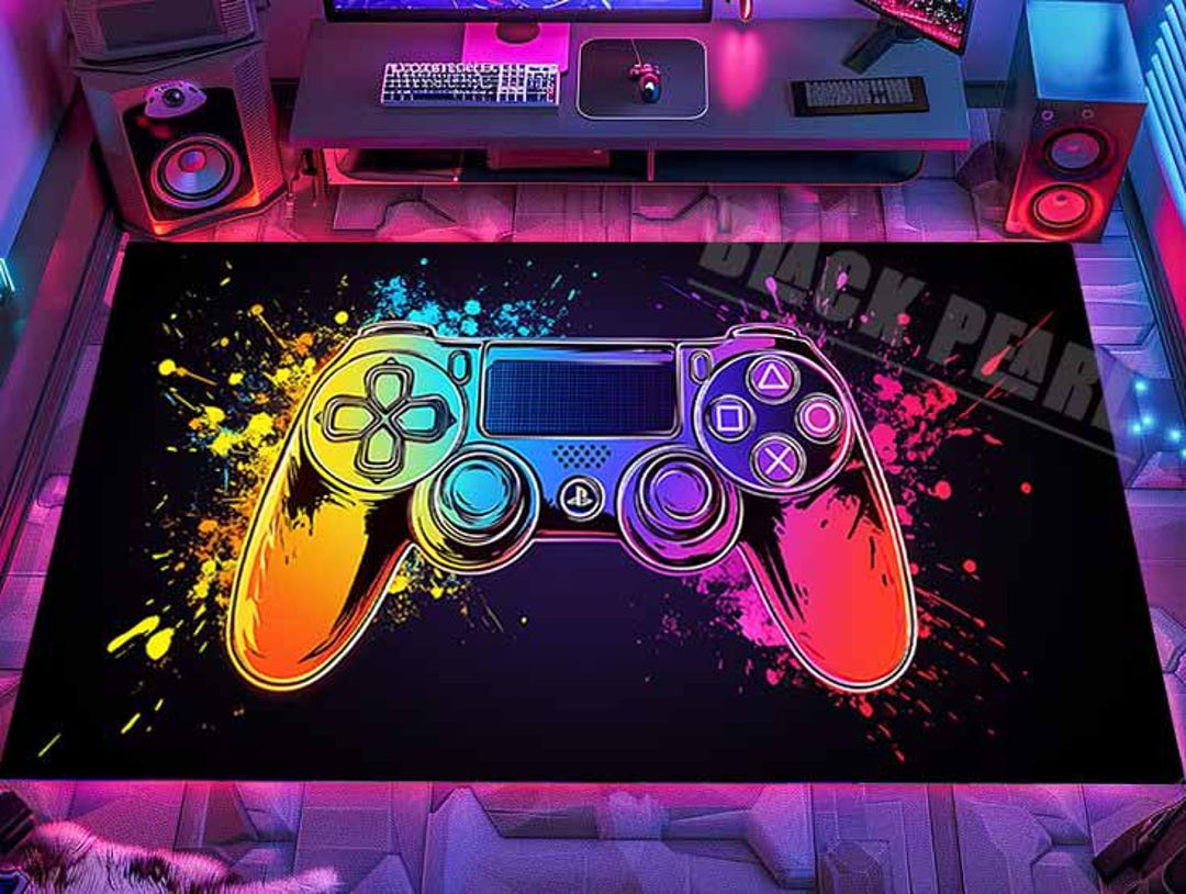 Game Rug, Game Room Rug, Game Controller Rug, Colorful Game Rug ...
