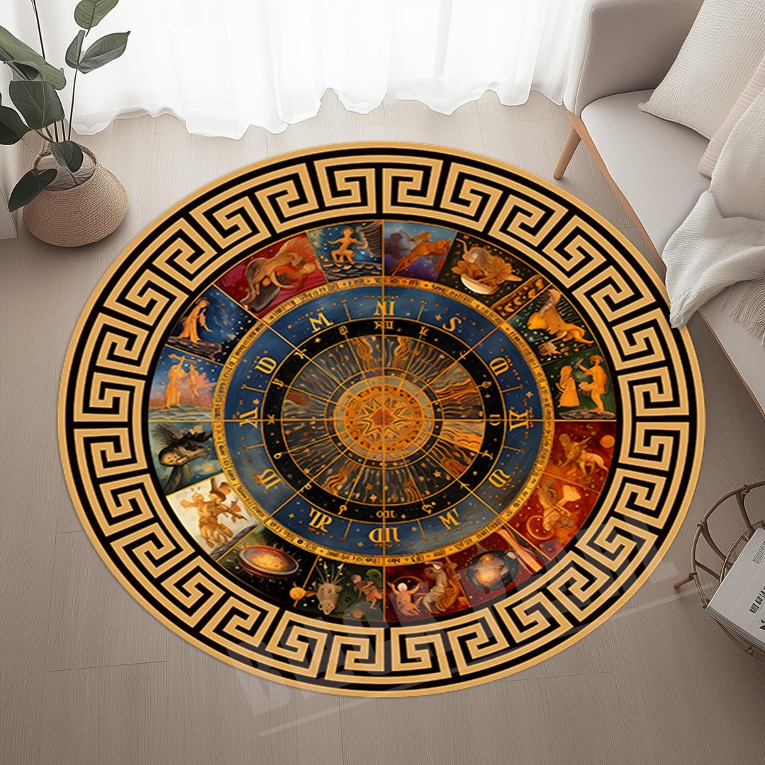 Astrology Rug, Zodiac Round Rug, Astrology Celestial Rug, Mystic ...
